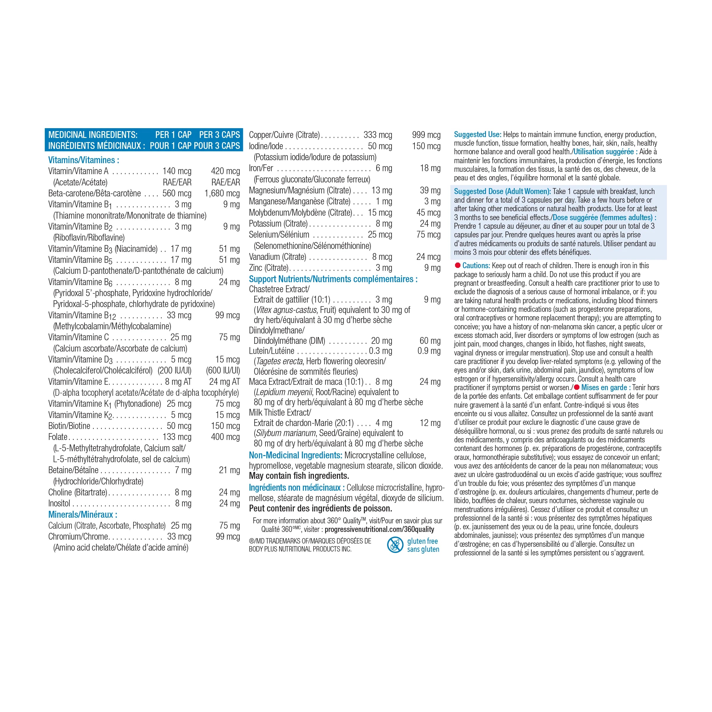 Progressive MultiVitamins for Adult Women 120 Veg. Capsules – Natural Focus