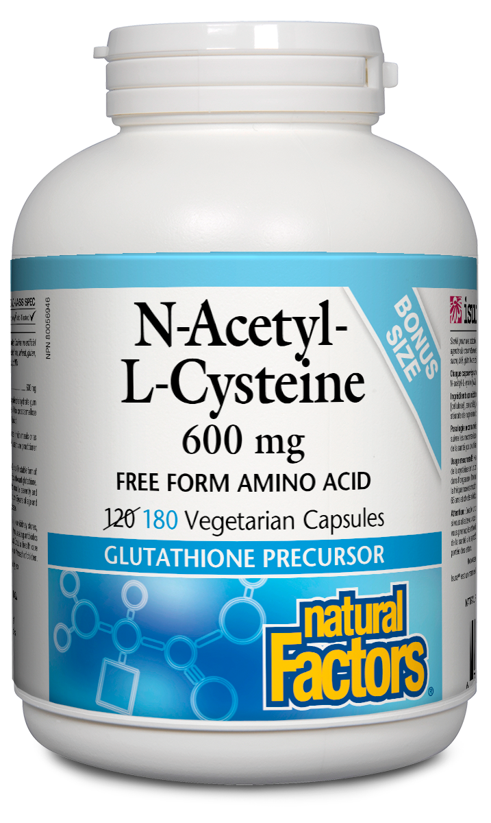 Natural Factors NAC N-Acetyl-L-Cysteine 600mg 180 Veg. Capsules ...