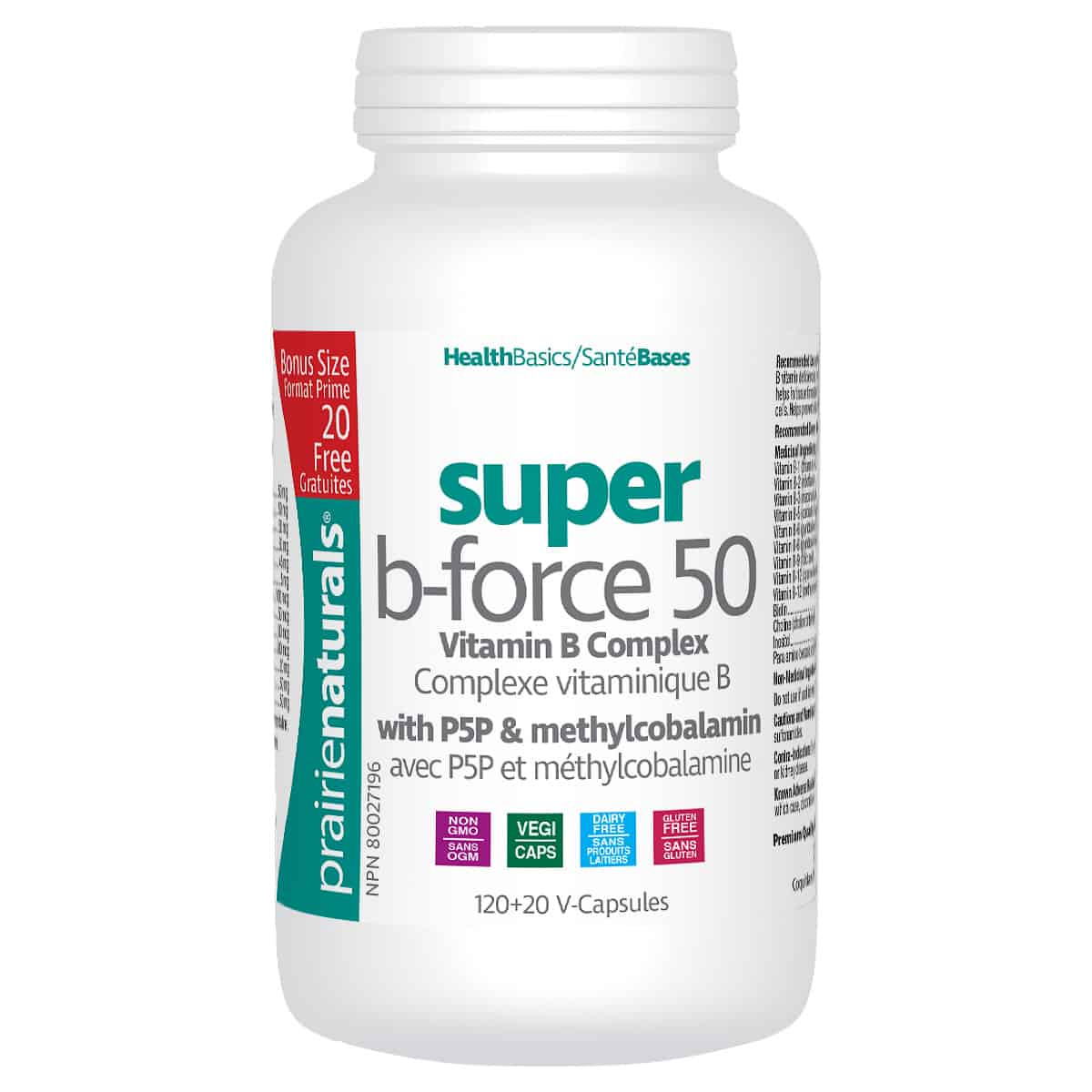 Prairie Naturals Super B-Force 50 Bonus 120+20 Veg. Capsules – Natural ...