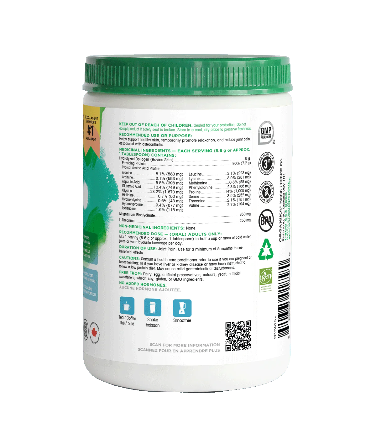 Organika Relax Enhanced Collagen 250g Powder – Natural Focus