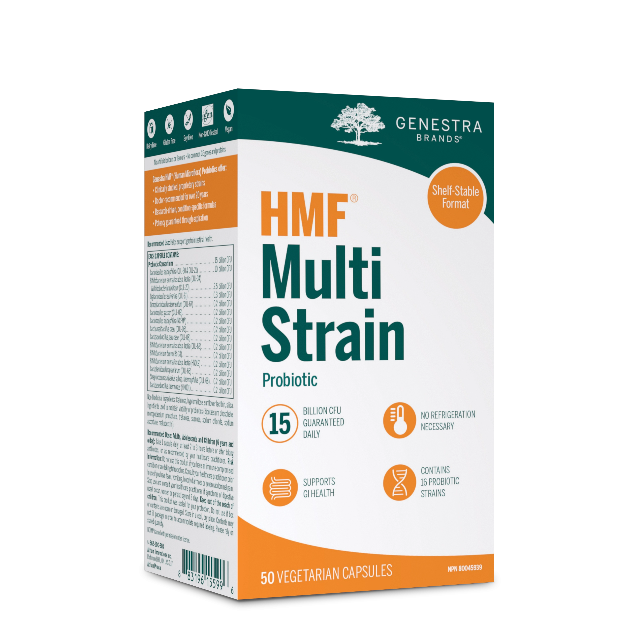 Genestra HMF Multi Strain Shelf/Stable 50 Veg. Capsules – Natural Focus