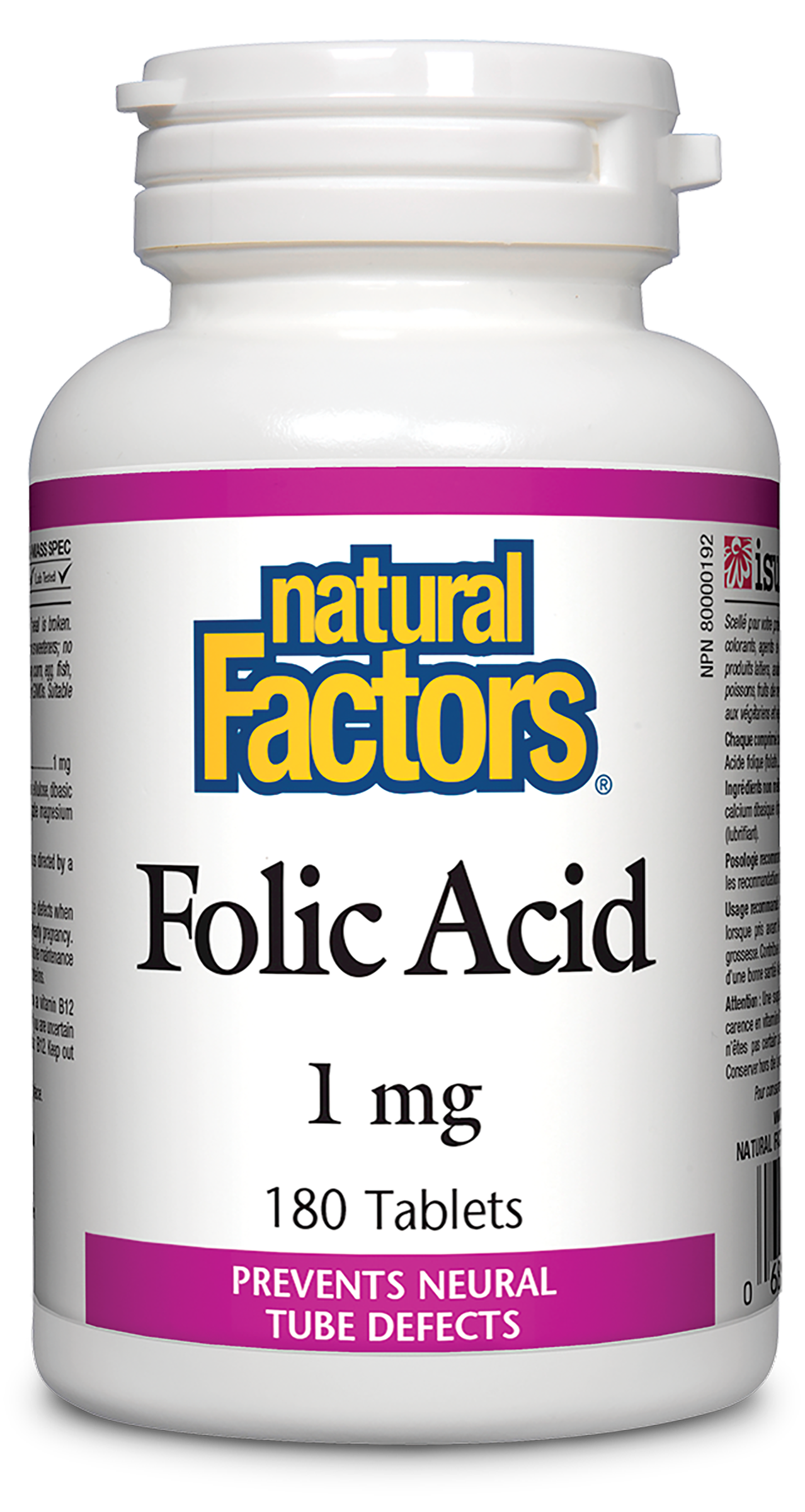 Natural Factors Folic Acid 1mg 180 Tablets – Natural Focus
