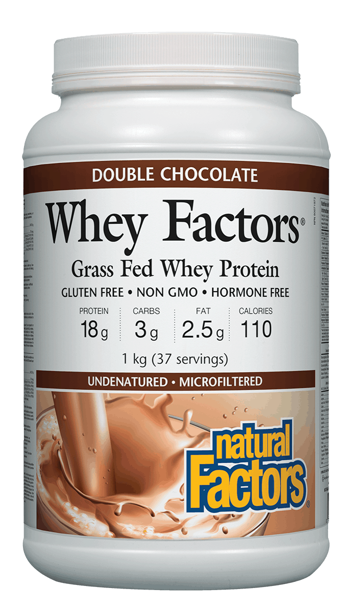 Natural Factors Whey Protein 1kg Powder Double Chocolate – Natural Focus
