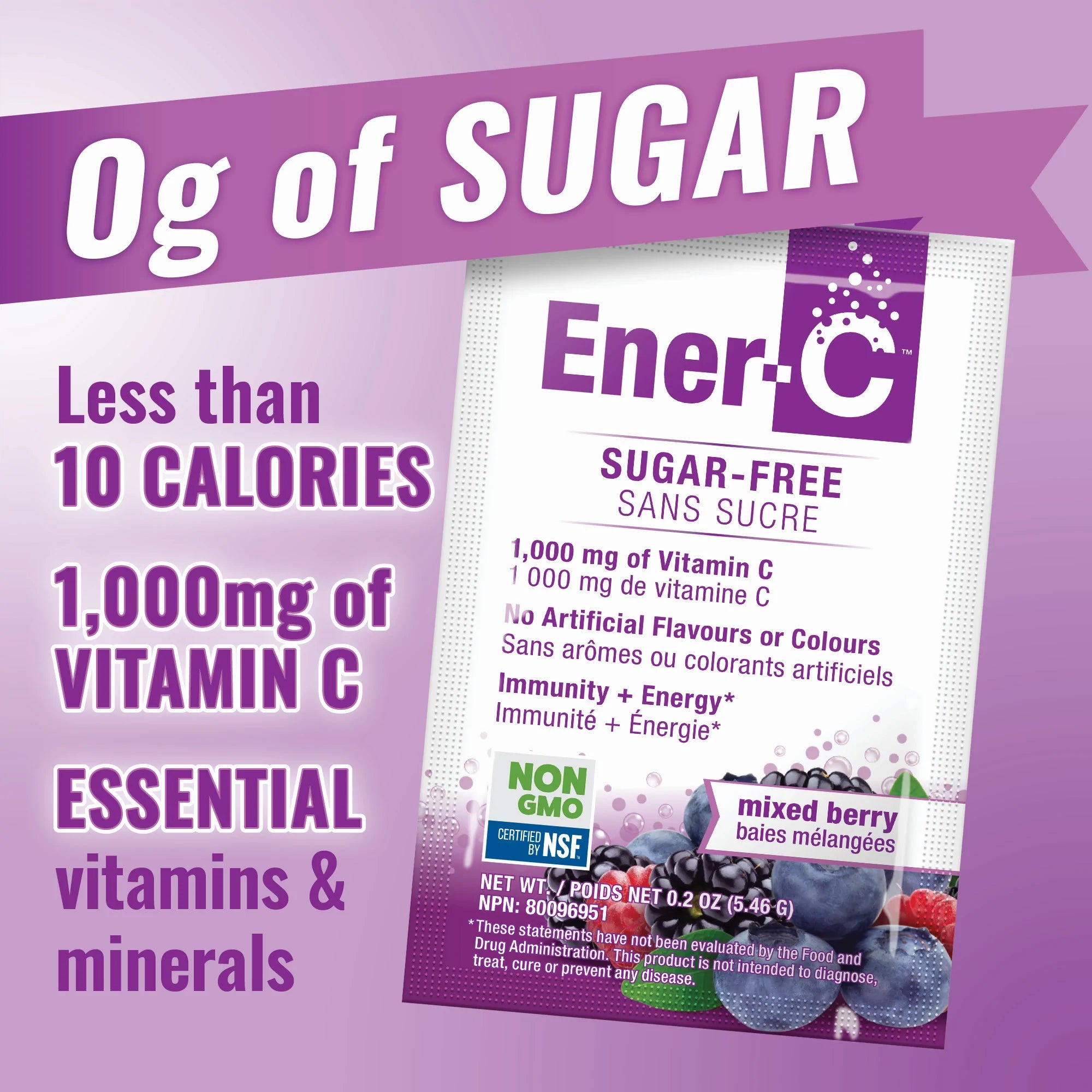 Ener-C Sugar Free Drink Mix 1,000mg of Vitamin C Mixed Berry 30 Packet ...
