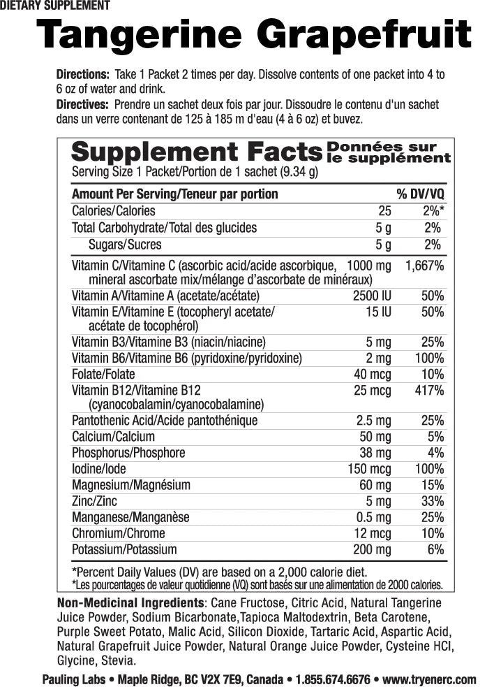 Ener-C Tangerine Grapefruit Multivitamin Drink Mix 30 Packets – Natural ...