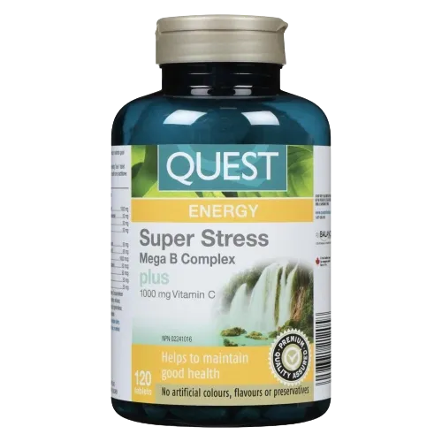 Quest Super Stress Mega B Complex plus Vitamin C 120 Tablets – Natural ...
